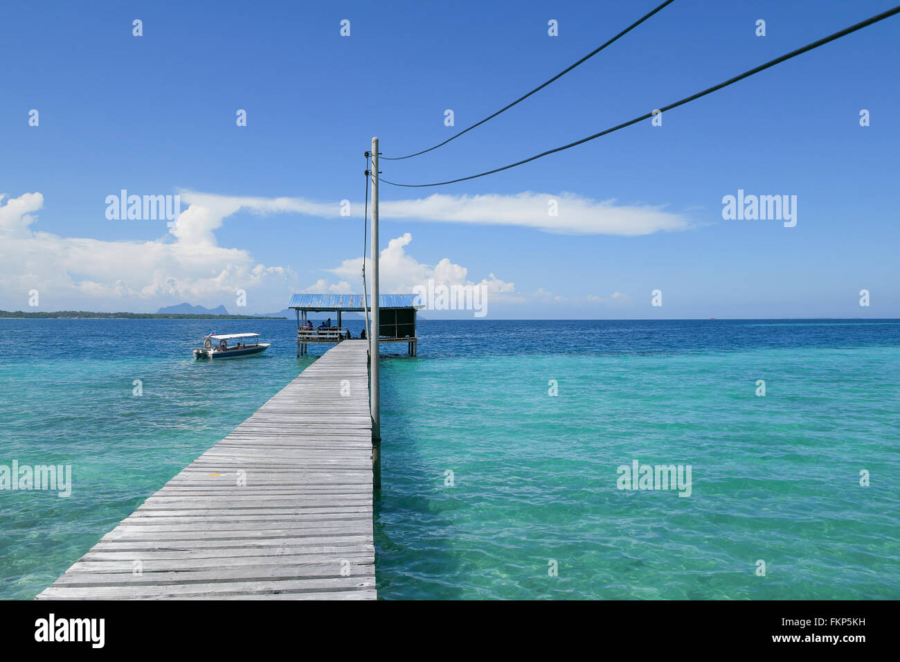 Wooden Jetty in the village called Oamadal Island, Malaysia Stock Photo ...
