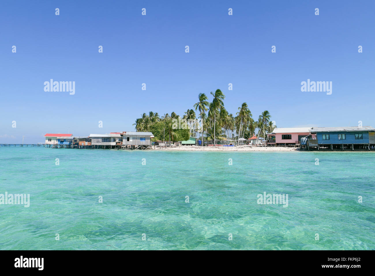 Landscape view of village in Sipadan Omadal Island located in Semporna ...