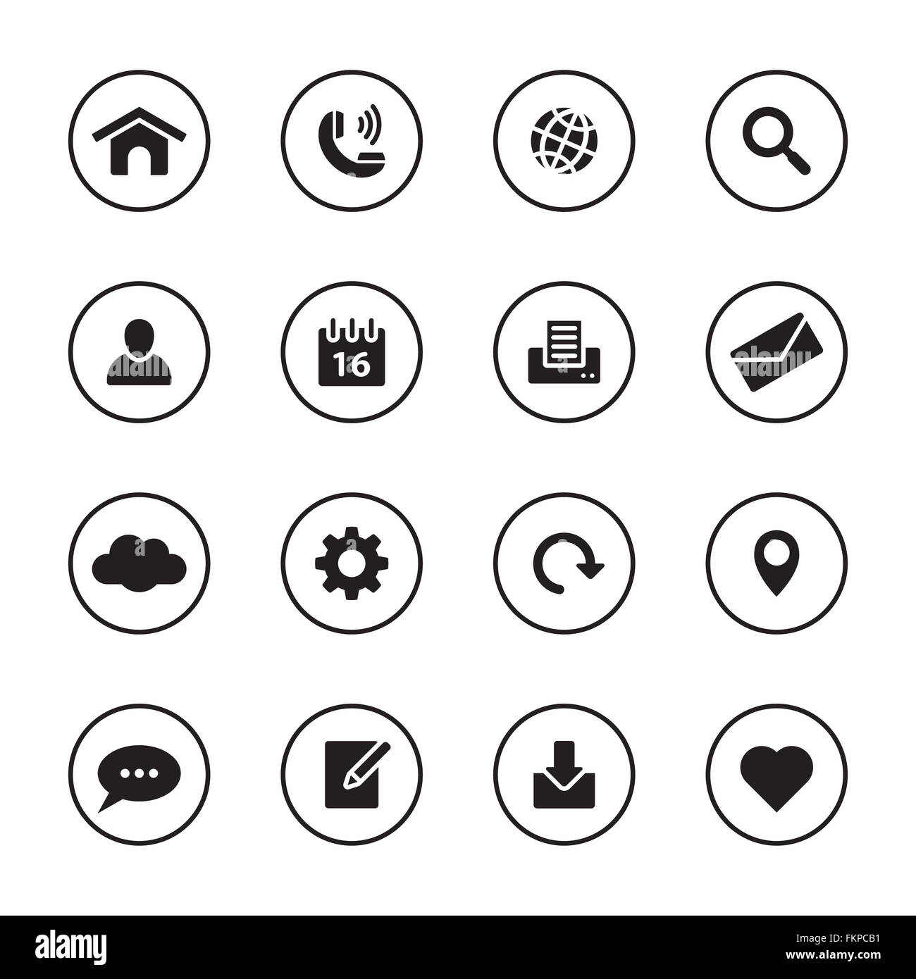 [JPEG] black flat web and technology icon set with circle frame for web ...