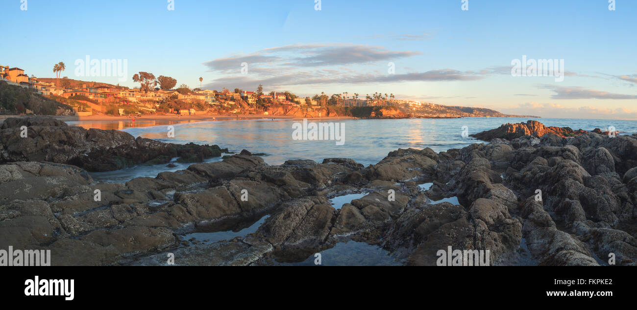 Crescent Bay beach panoramic view of the ocean at sunset in Laguna ...