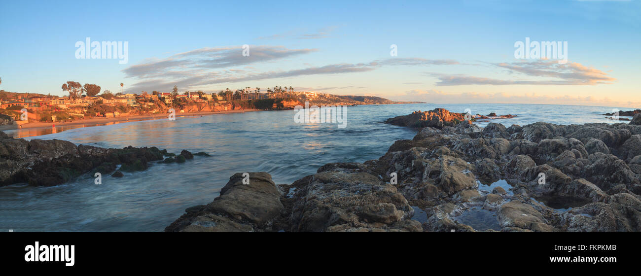 Crescent Bay beach panoramic view of the ocean at sunset in Laguna ...