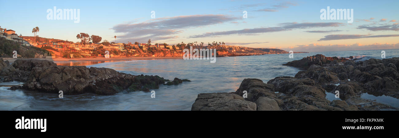 Crescent Bay beach panoramic view of the ocean at sunset in Laguna ...
