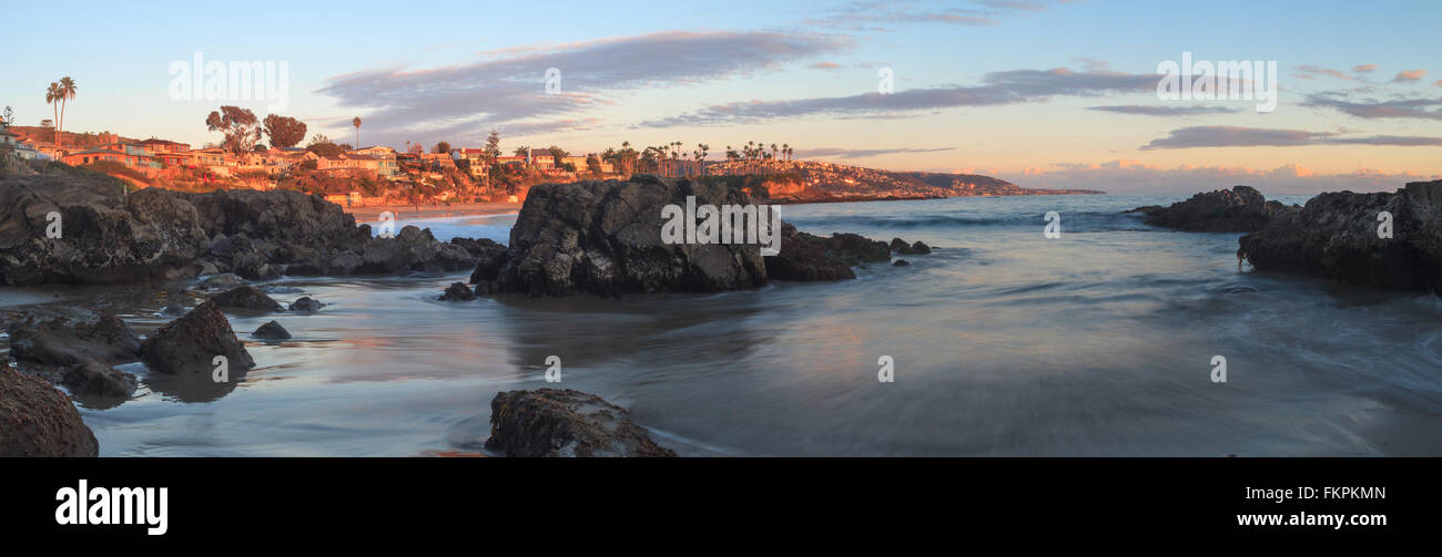 Crescent Bay beach panoramic view of the ocean at sunset in Laguna ...