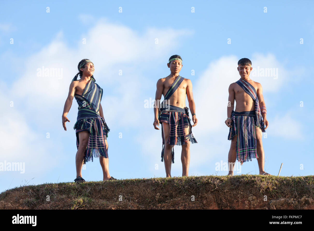 Local dancer from Lat Ethnic perform on the top of the mount Stock ...
