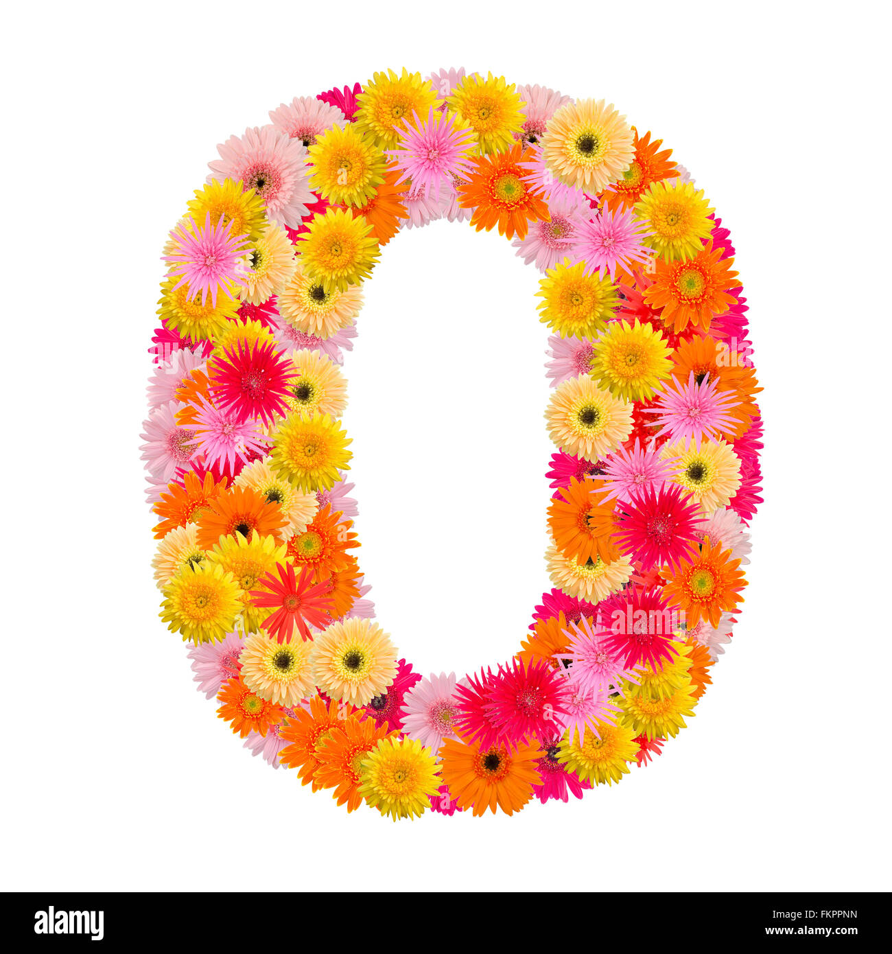 flower number zero. Floral element of colorful alphabet made from ...