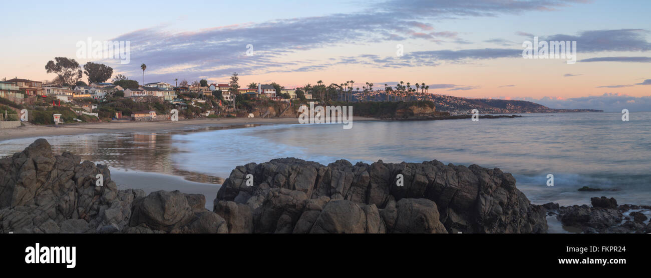 Crescent Bay beach panoramic view of the ocean at sunset in Laguna ...