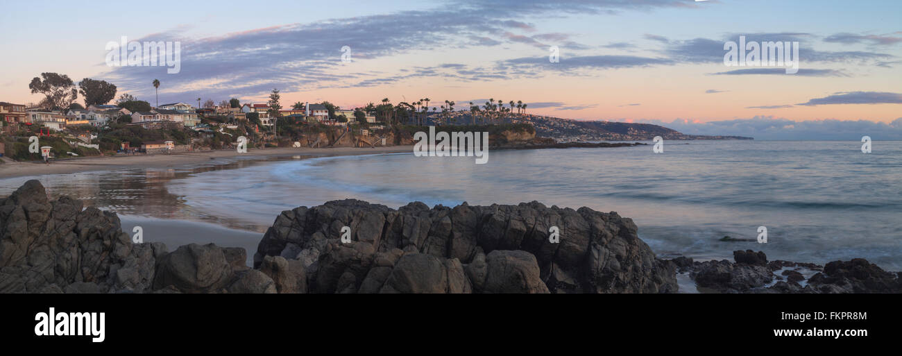 Crescent Bay beach panoramic view of the ocean at sunset in Laguna ...