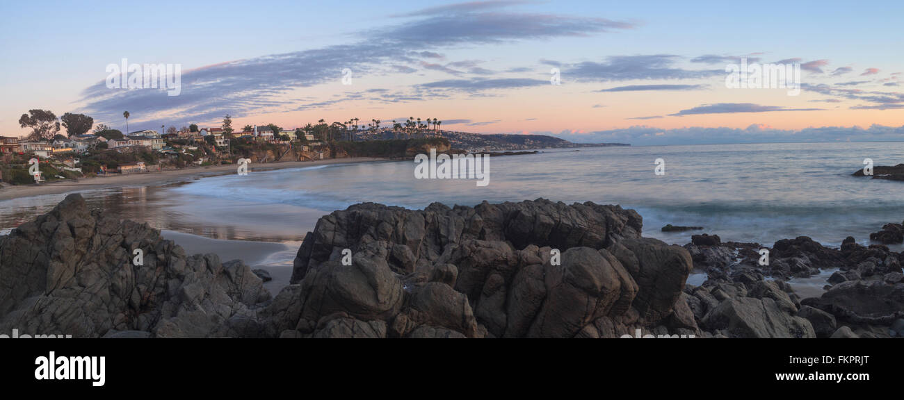 Crescent Bay beach panoramic view of the ocean at sunset in Laguna ...