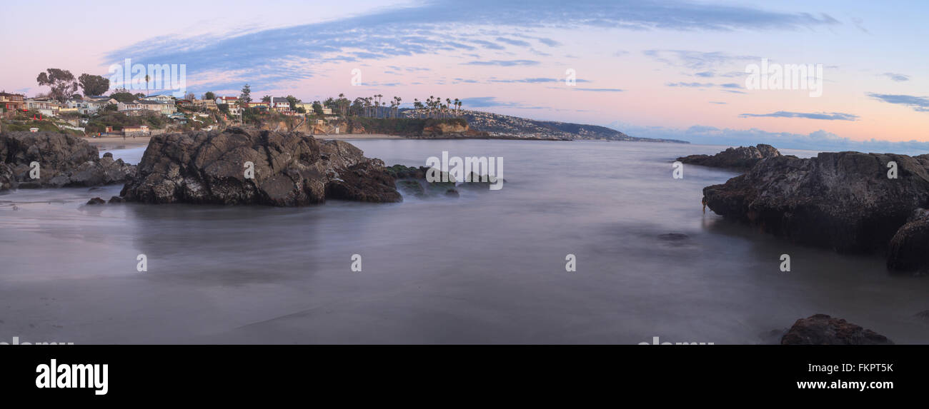 Crescent Bay beach panoramic view of the ocean at sunset in Laguna ...