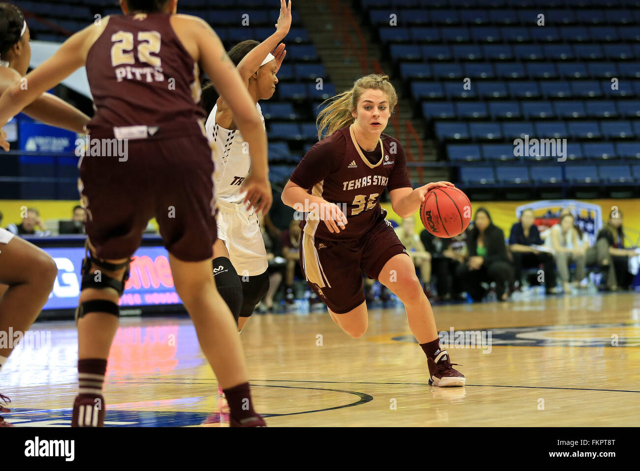 New Orleans, Louisiana, USA. 09th Mar, 2016. Texas State Bobcats guard ...