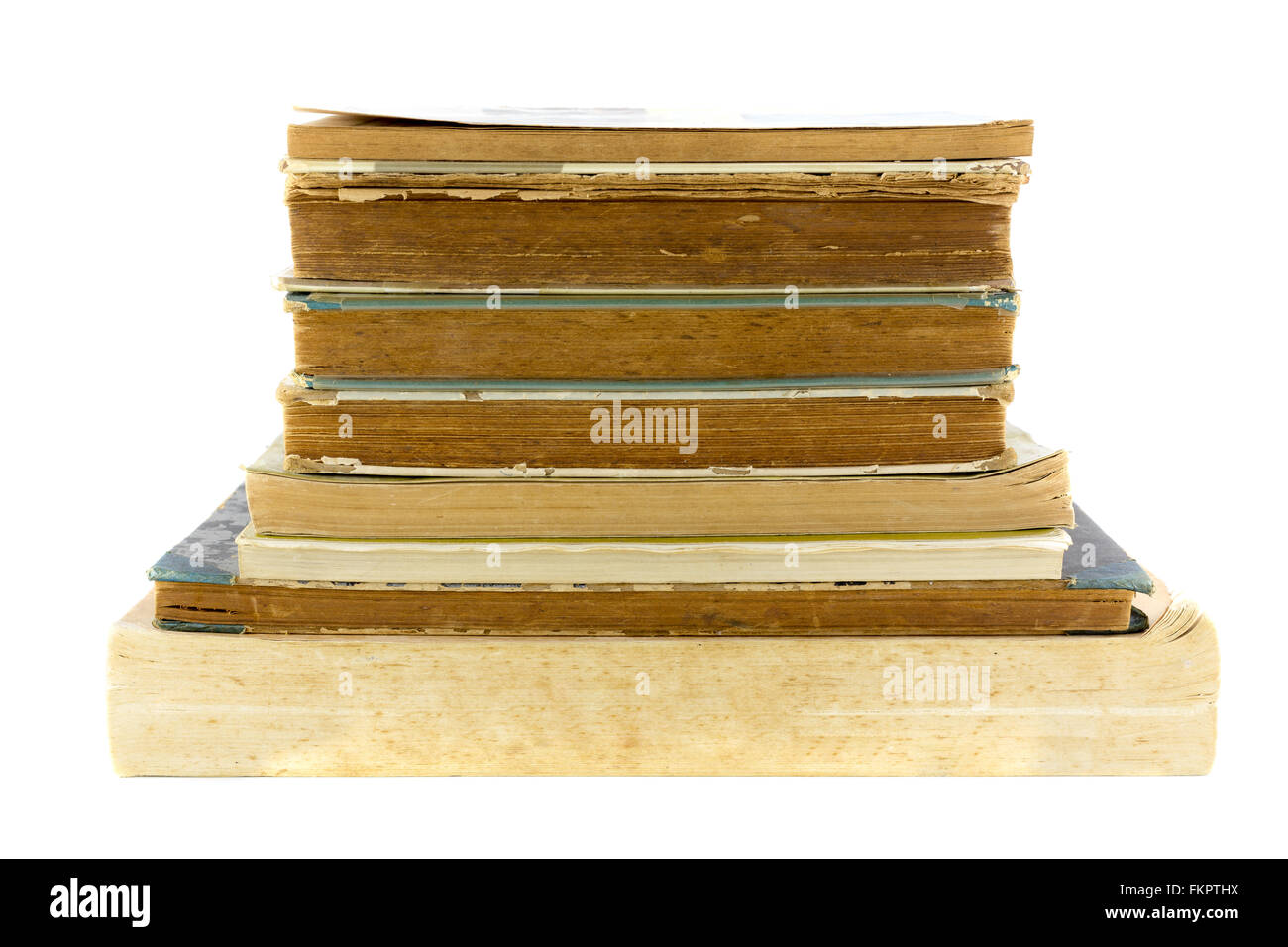 old books stack on white background, variety Stock Photo - Alamy