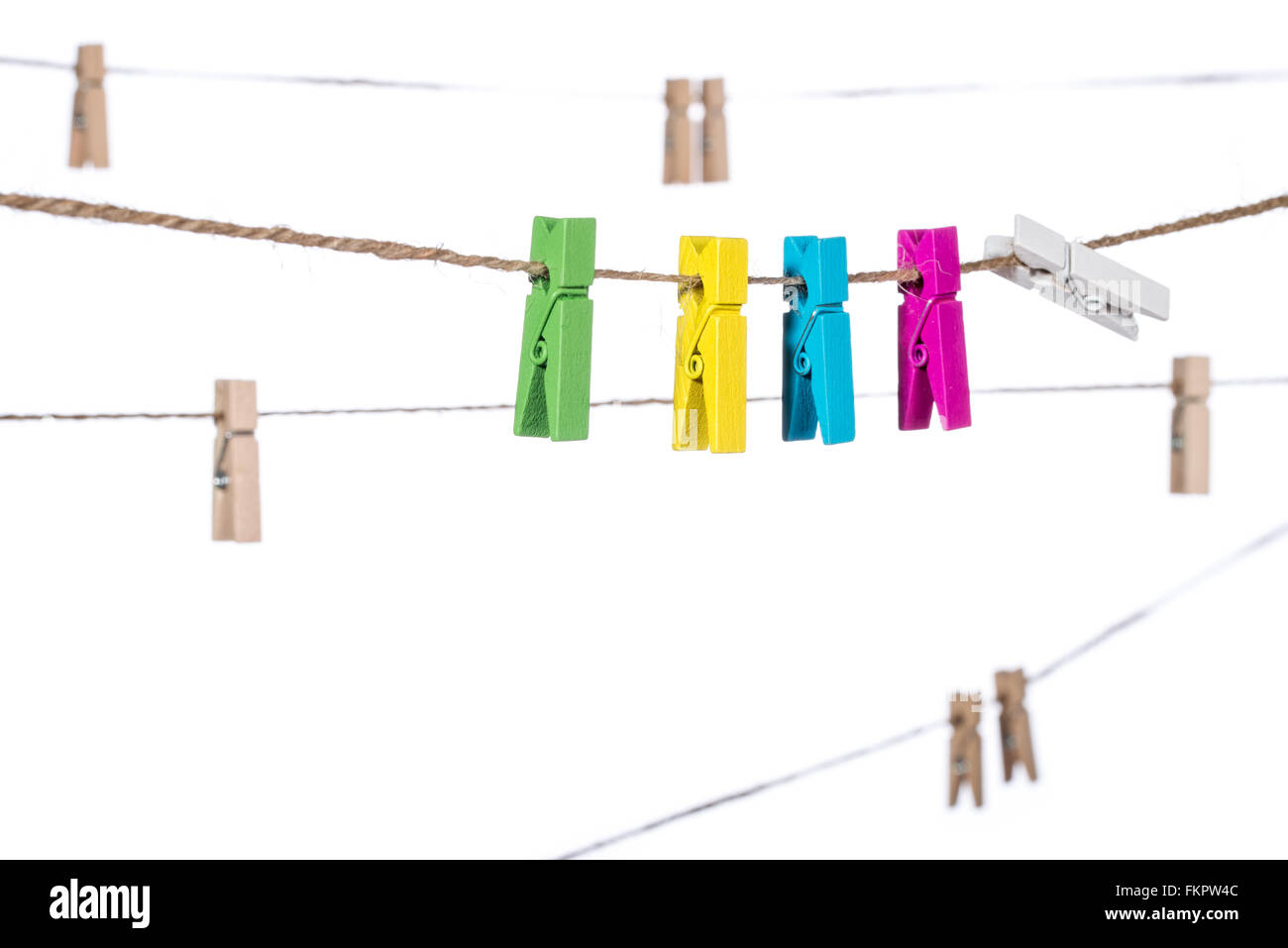 colorful clothespins on a clothesline , clamp peg housework hanging ...