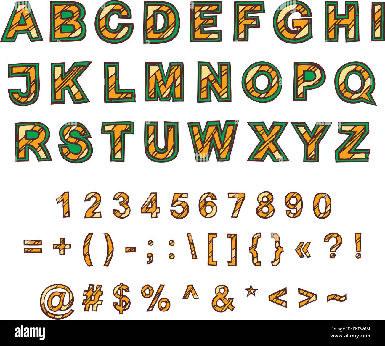 Vector decorative English alphabet, hand-drawn Stock Vector Image & Art ...