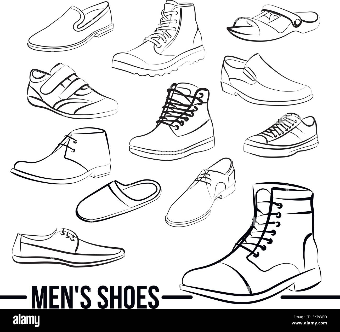 Vector set of men's shoes painted lines Stock Vector Image & Art - Alamy
