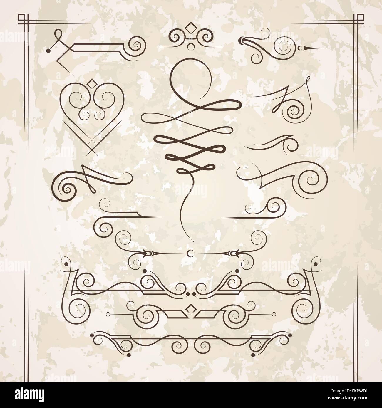 Vector set elegant curls swirls hi-res stock photography and images - Alamy