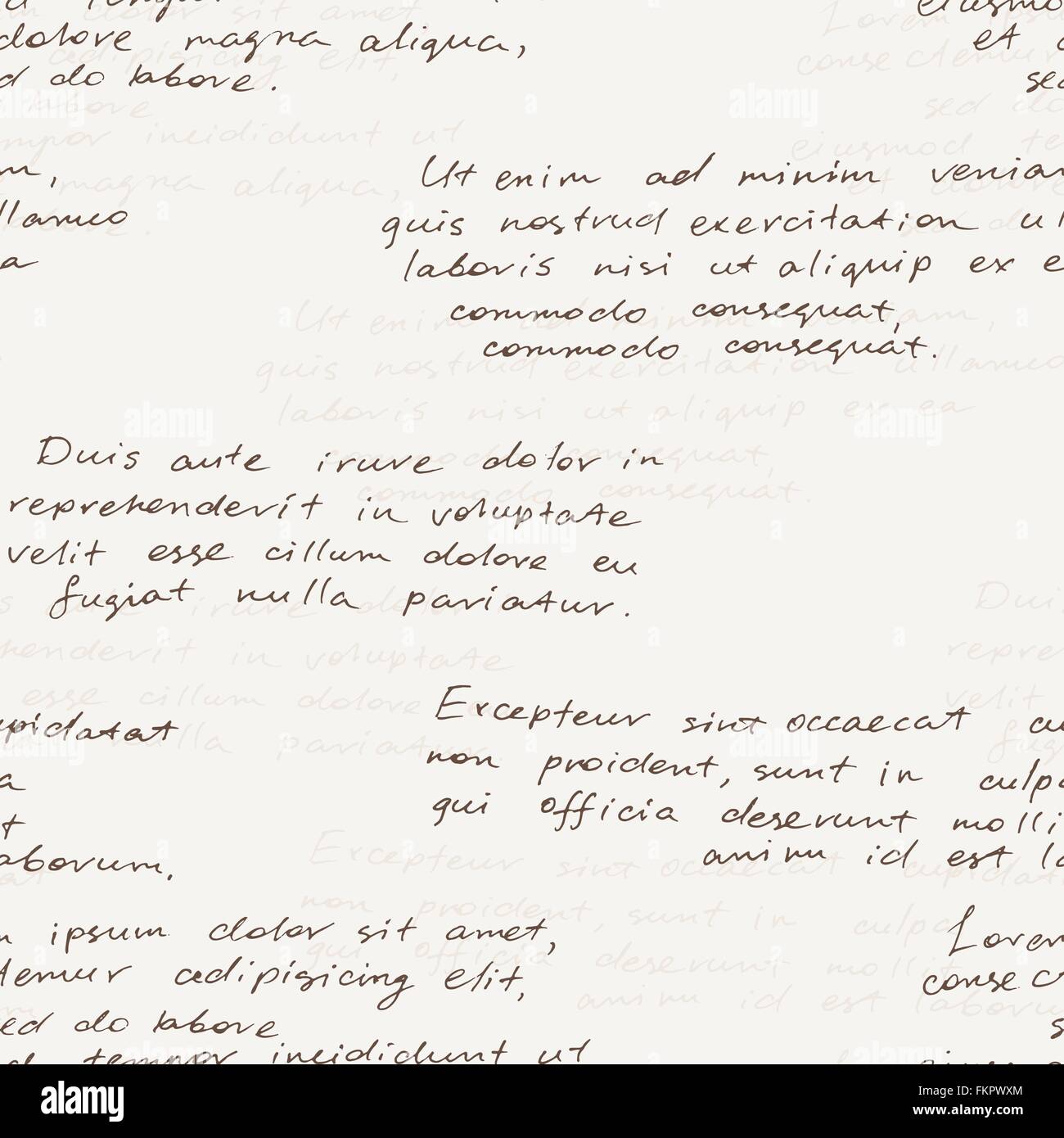 Vector seamless pattern with a hand-written Latin text on the old dirty ...