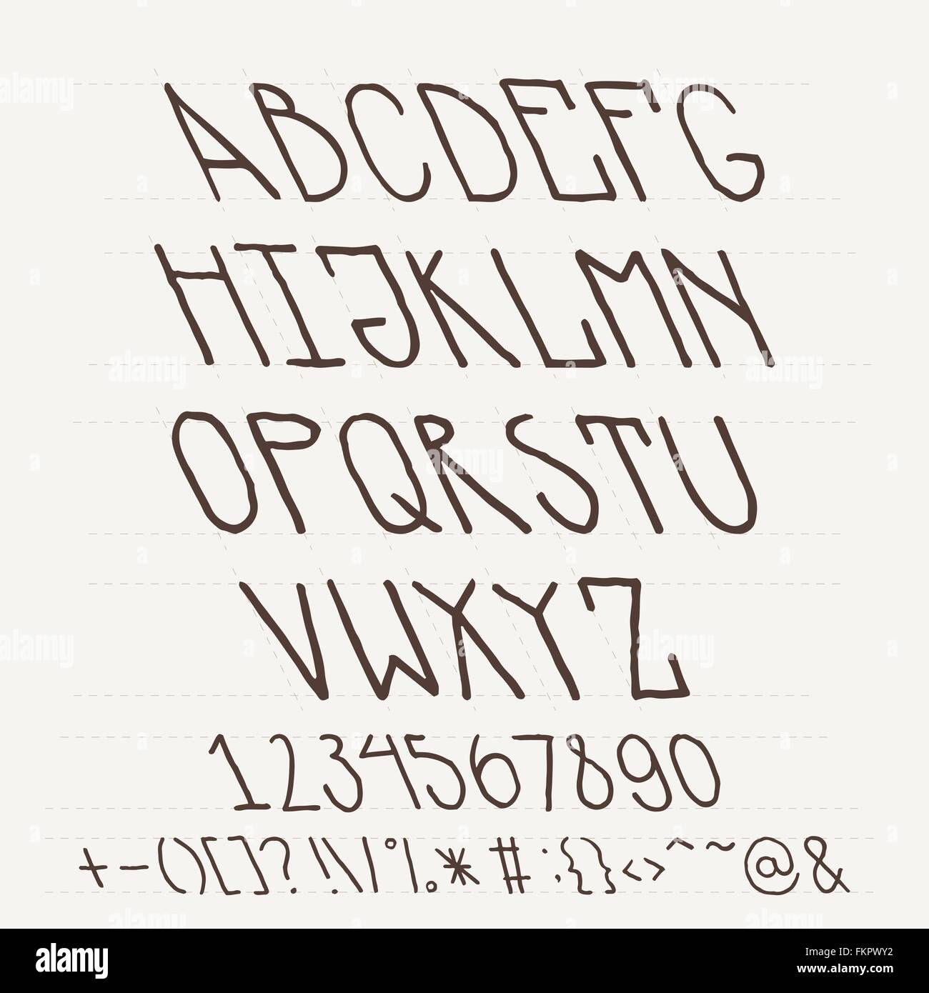 English hand-drawn alphabet of capital letters tilted to the left Stock ...