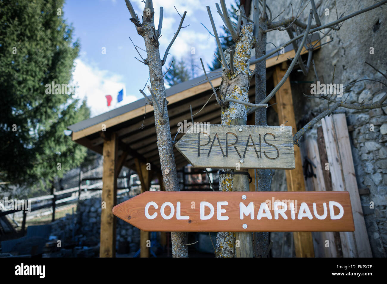 Le Vernet, France. 26th Feb, 2016. A road sign reads the name and ...