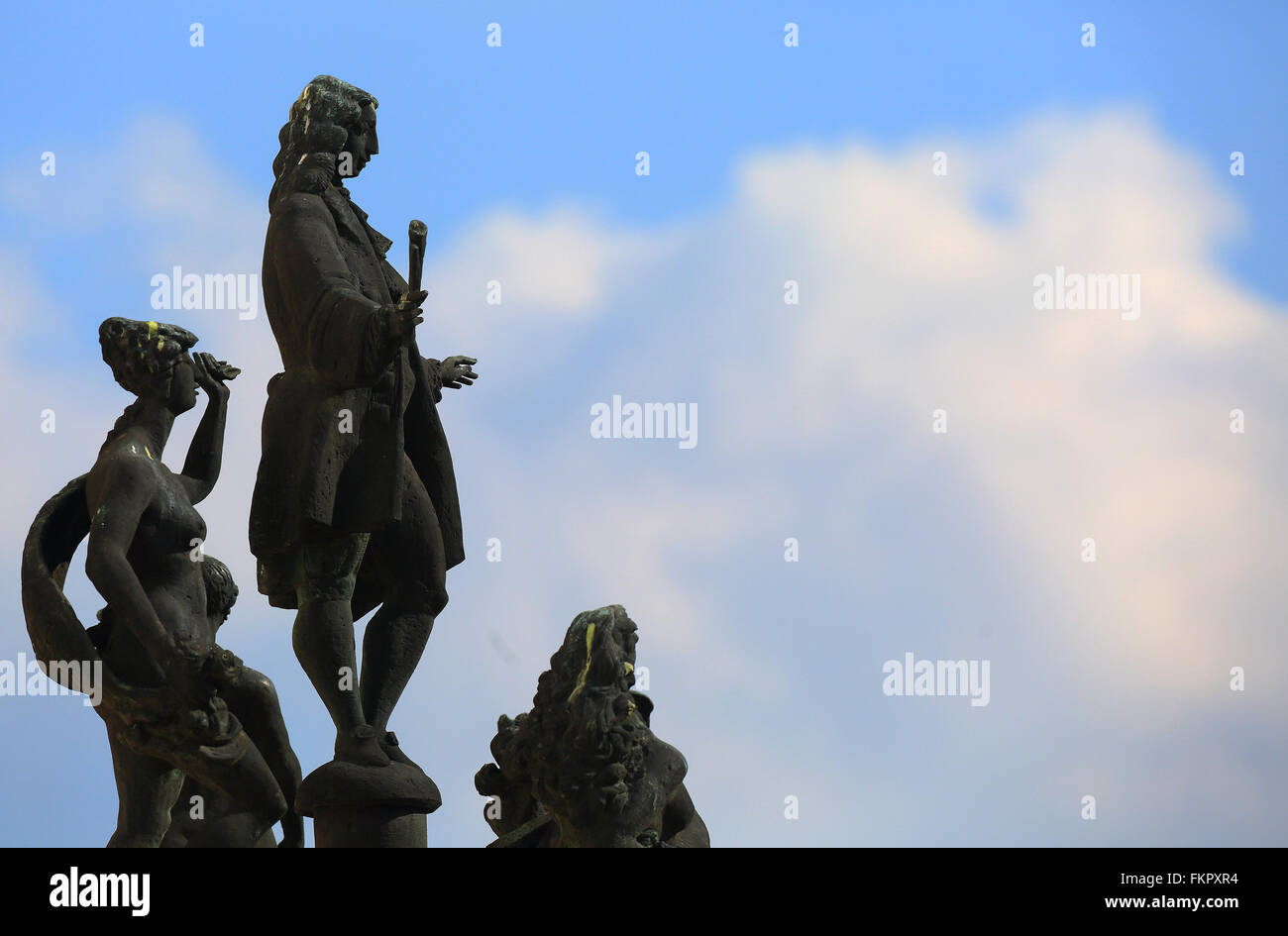 Magdeburg, Germany. 9th Mar, 2016. A sculpture depicts composer Georg ...