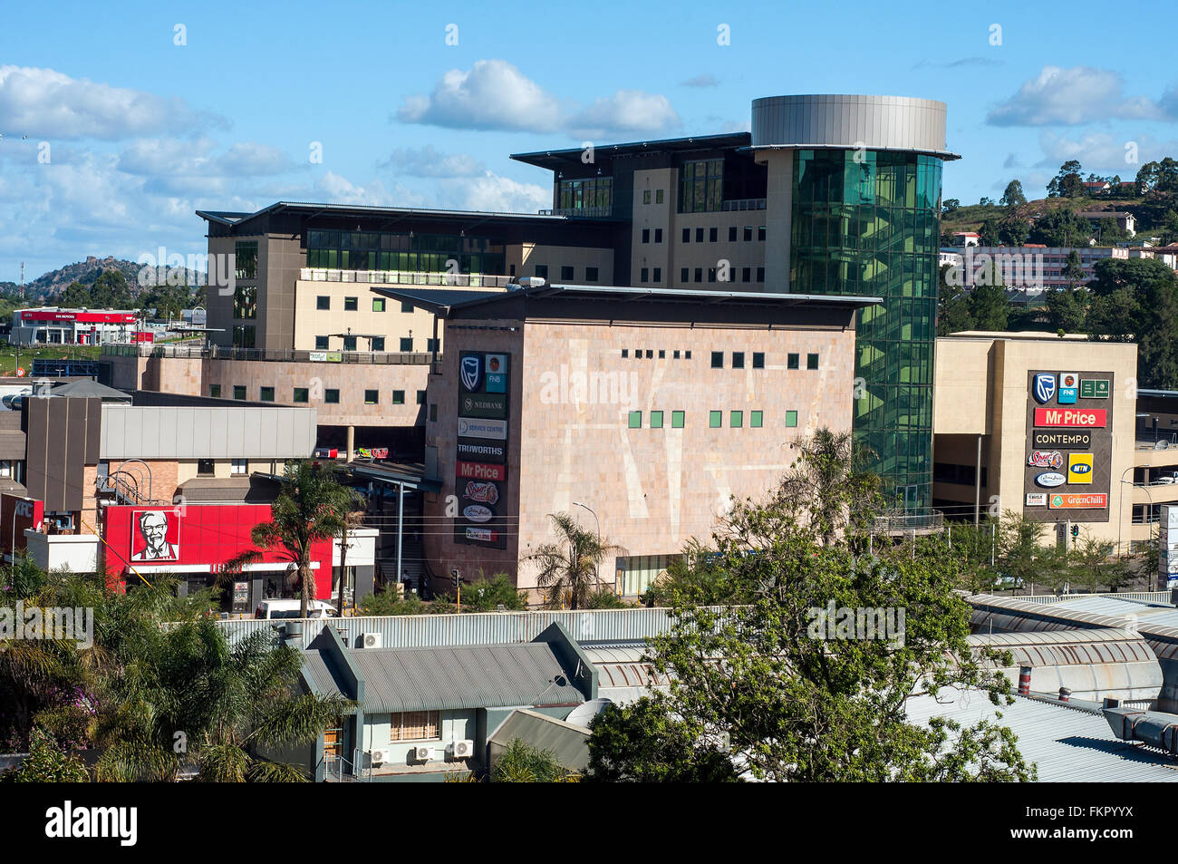 Aerial view of Plaza and Corporate Mall, CBD, Mbabane, Swaziland Stock ...