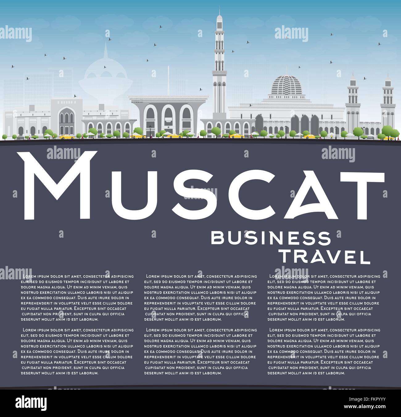 Muscat Skyline with Gray Buildings and Blue Sky. Vector illustration ...