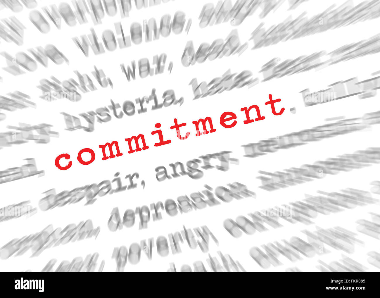 Blured text zoom effect with focus on commitment Stock Photo - Alamy