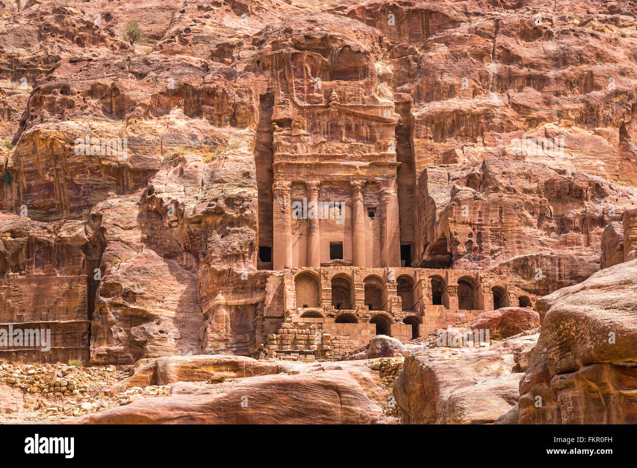 The Urn Tomb and Arches in the ruins of the red rock city of Petra ...