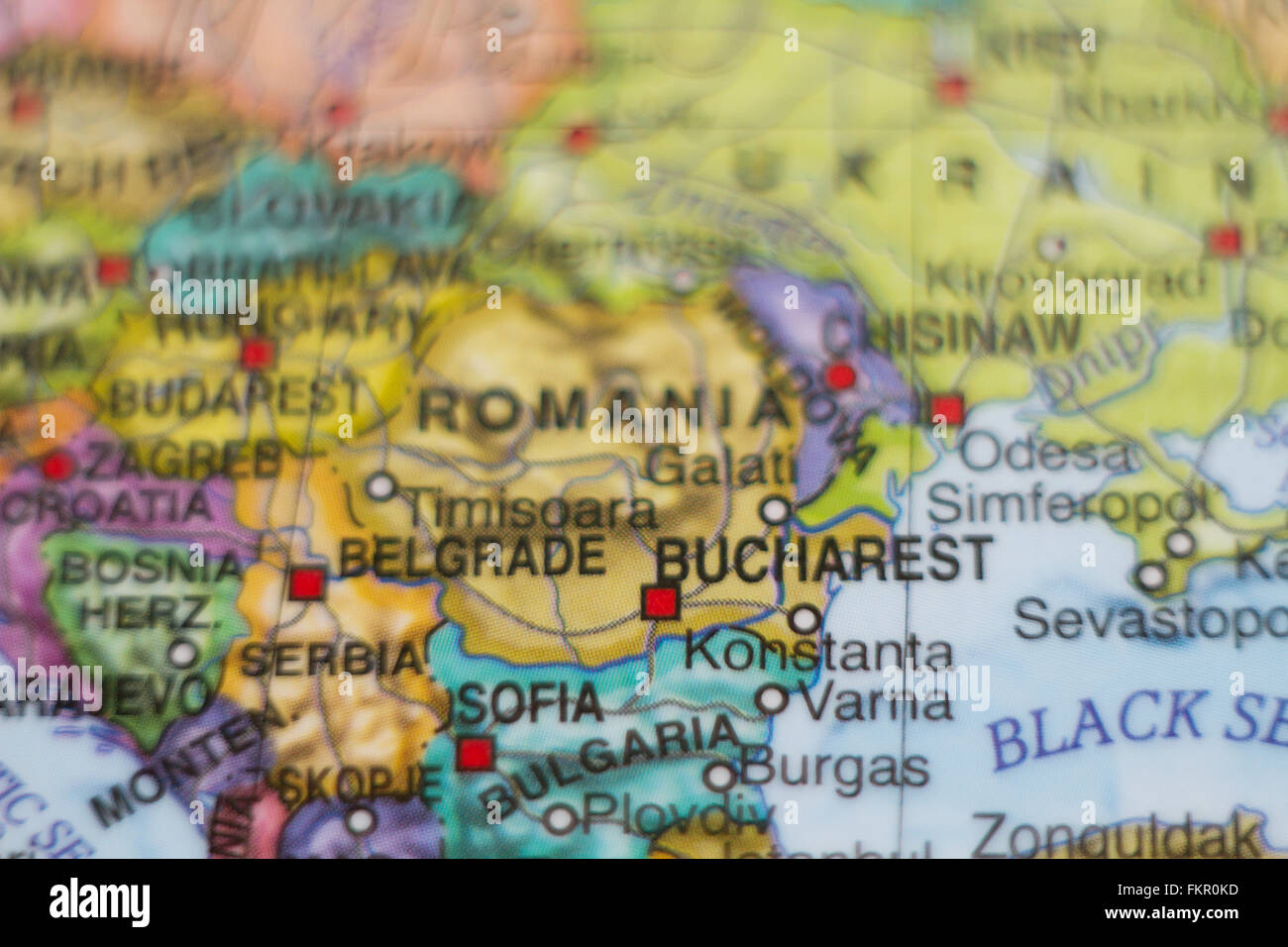 Beautiful photo of a map of Romania and the capital Bucharest Stock ...