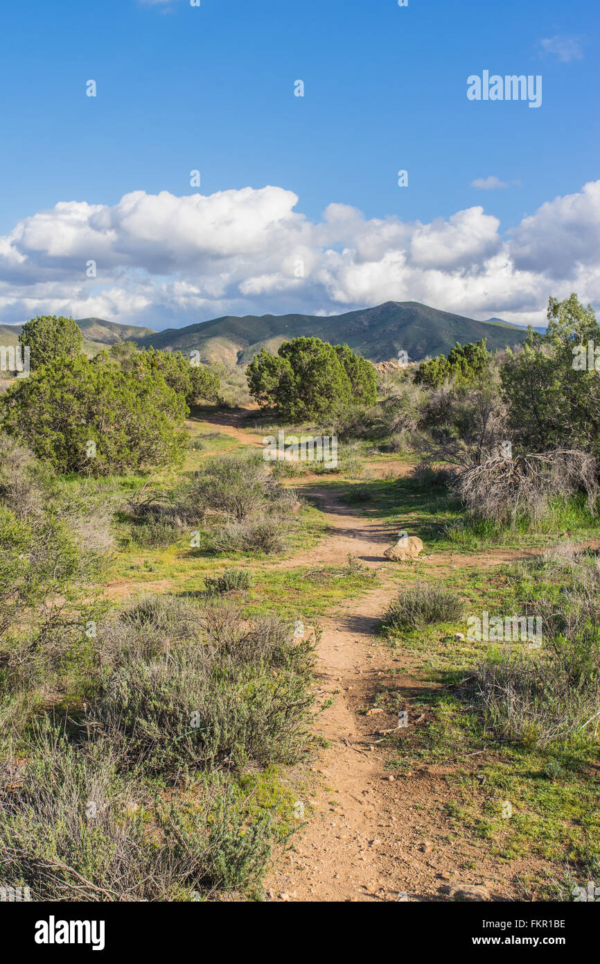 Long view of desert hiking path in Santa Clarita California Stock Photo ...