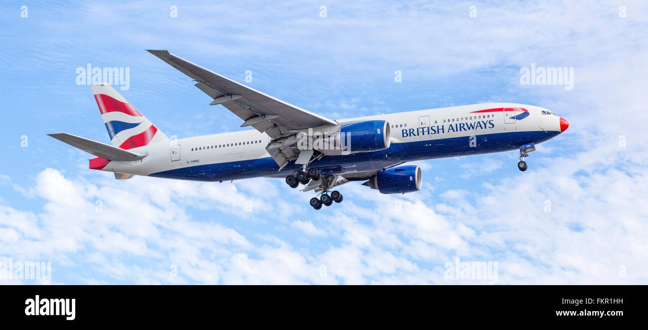 British Airways Aeroplane landing at London Heathrow airport Stock ...