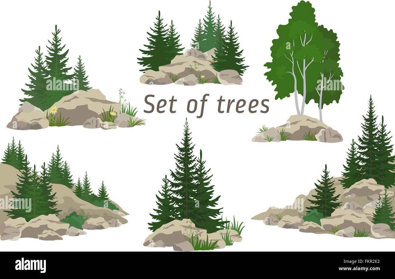 Landscapes with Trees and Rocks Stock Vector Image & Art - Alamy
