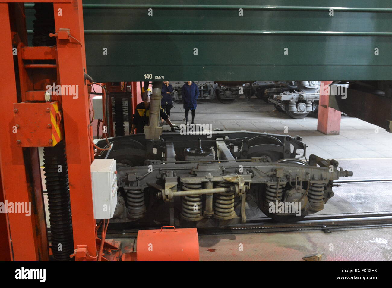 Trans Siberian Railway- changing the bogie wheels on the train as you ...