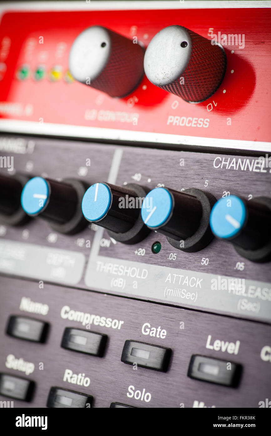 Color image of many buttons in a sound recording studio Stock Photo - Alamy