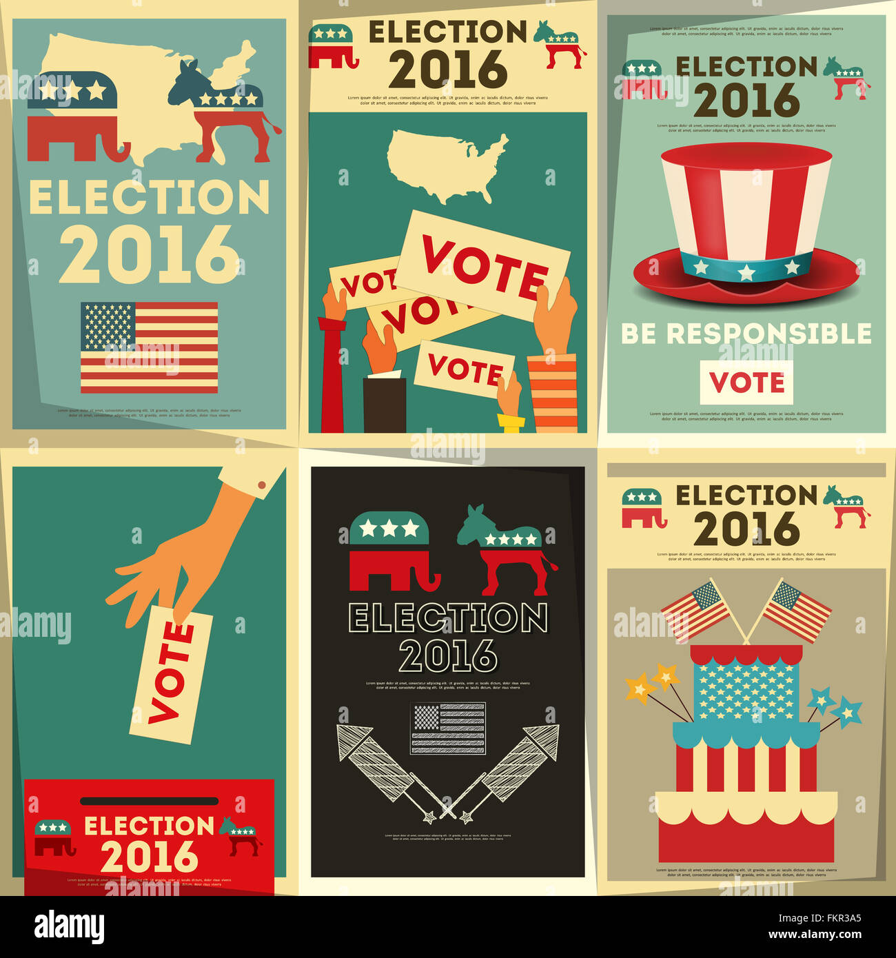 Presidential Election Voting Poster Set Stock Photo - Alamy
