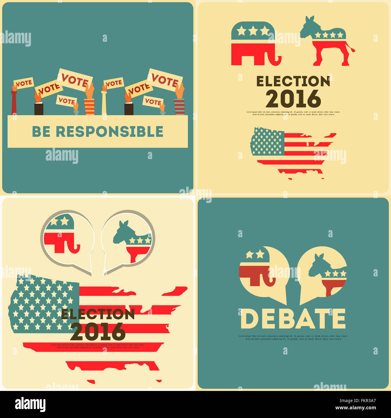 Presidential Election Voting Mini Posters Set Stock Photo - Alamy