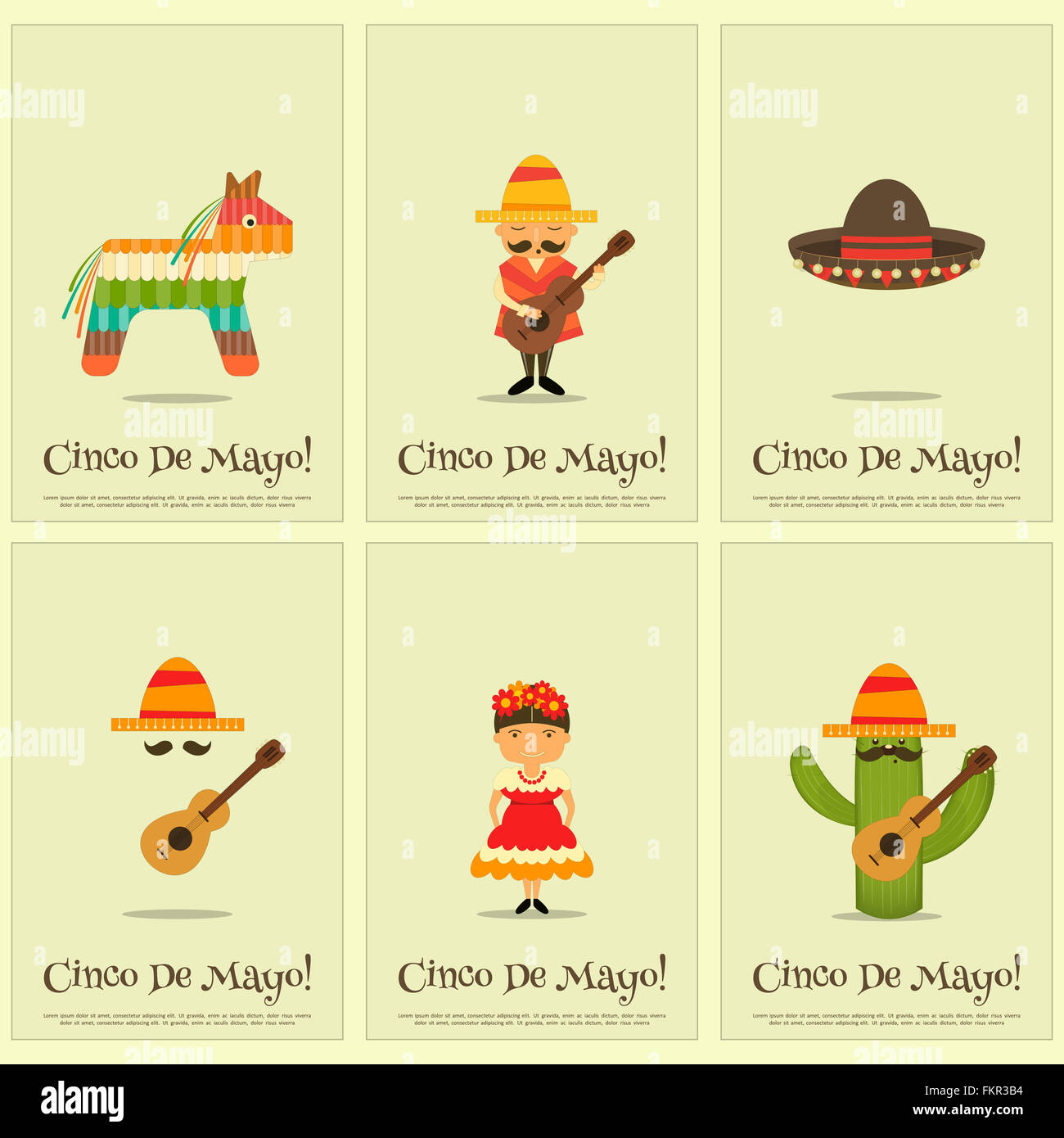 Cinco de Mayo - Mexican Mini Posters Collection in Retro Style Stock ...