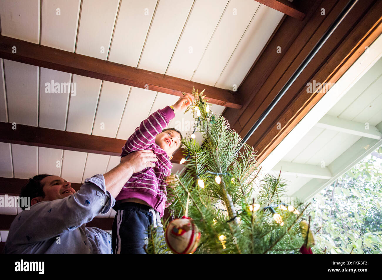 Father and children christmas tree hi-res stock photography and images ...