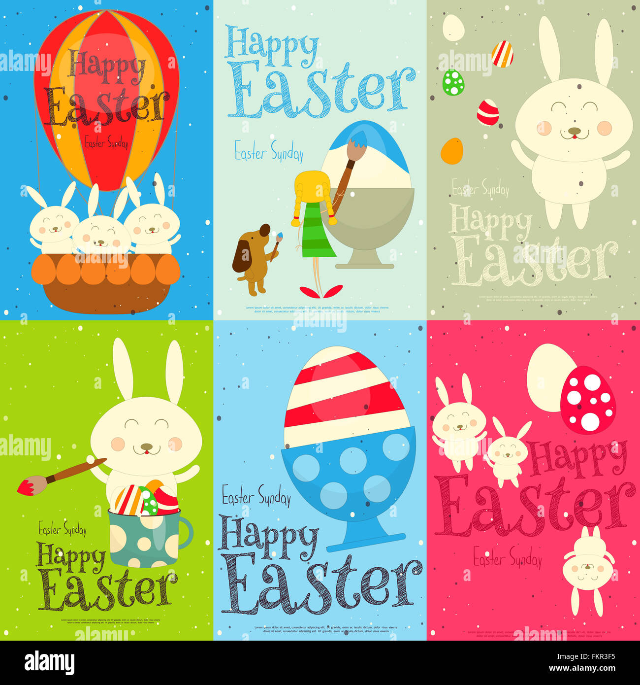 Easter Cards Set. Mini Posters Collection Stock Photo - Alamy