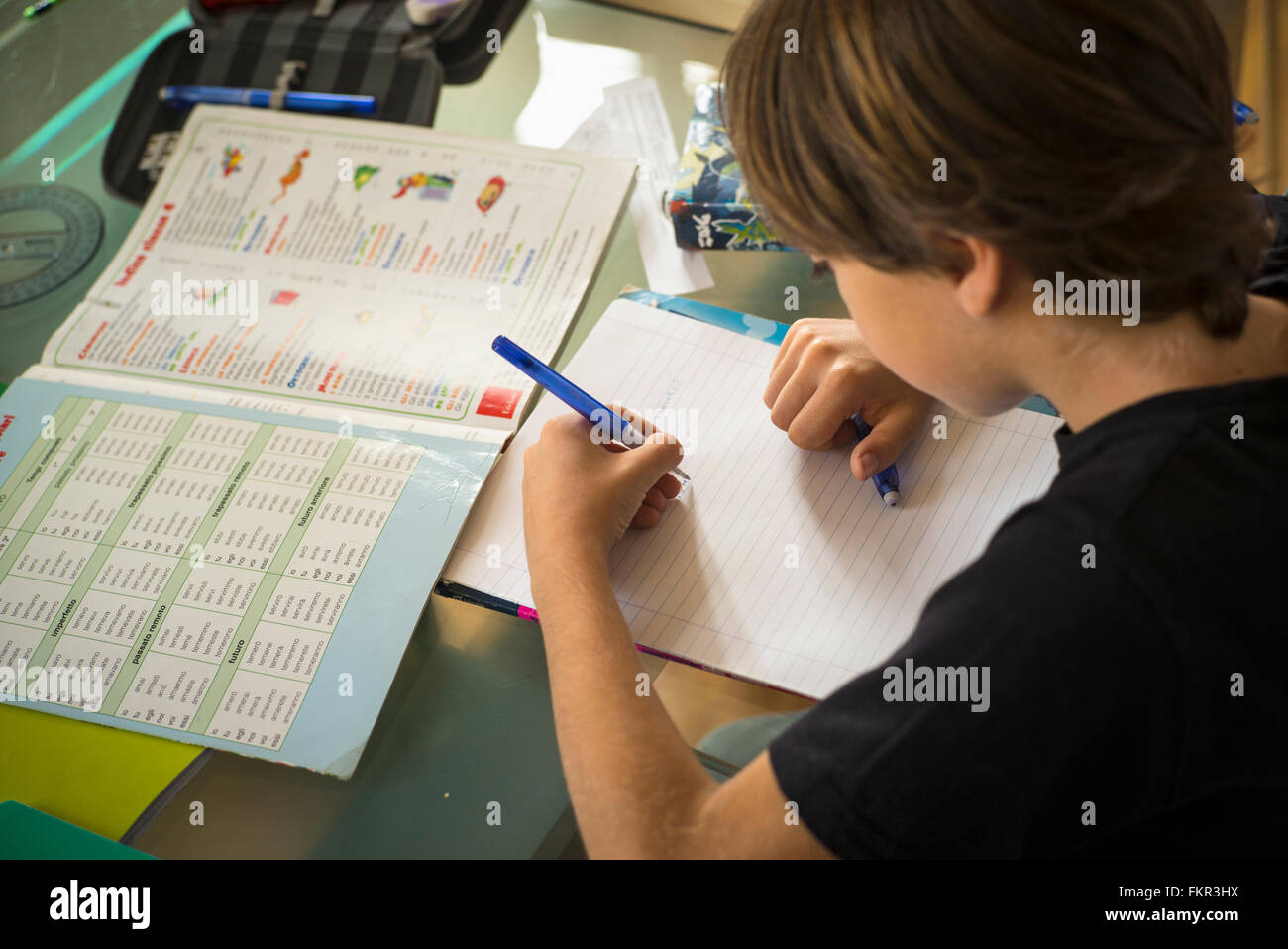 Boy doing his schoolwork hi-res stock photography and images - Alamy