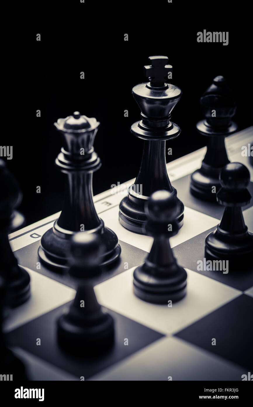 Close-up image of a chess board with chess pieces Stock Photo - Alamy