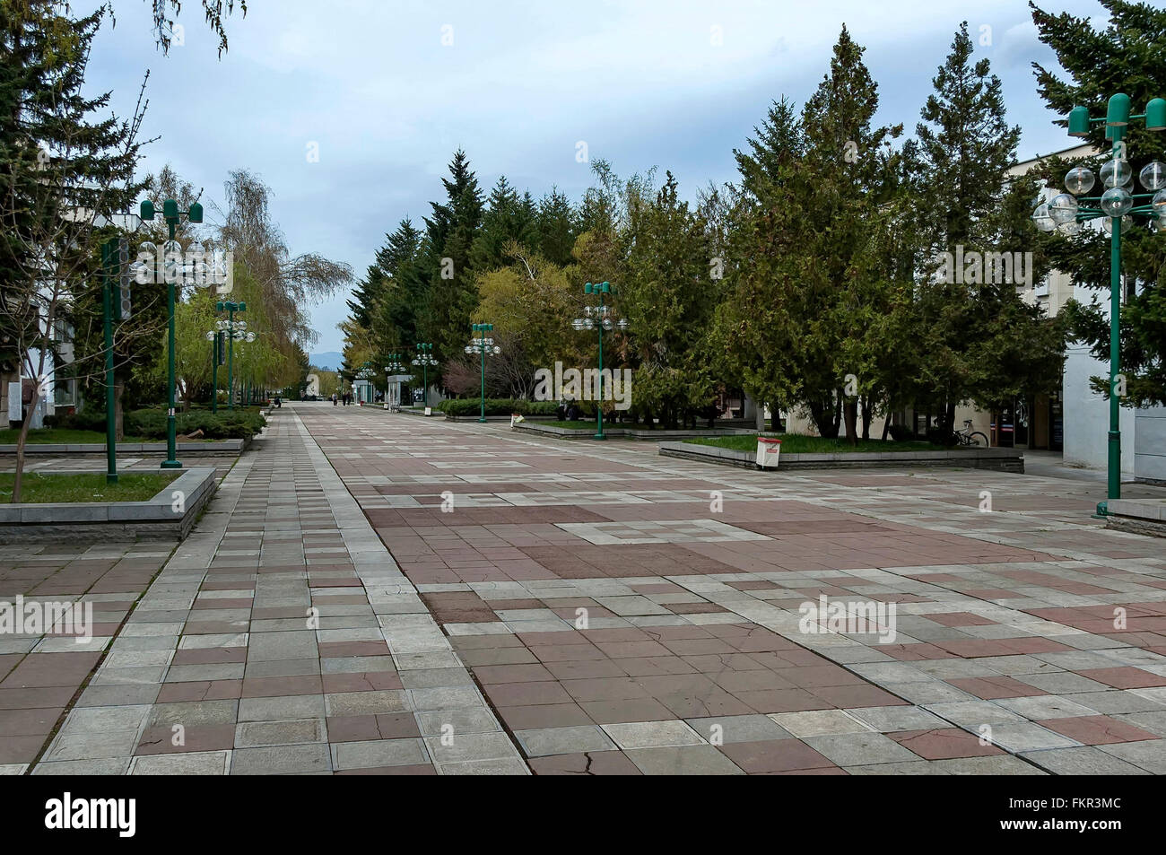 Central street with beauty public lighting of Pravets (Pravetz) town ...