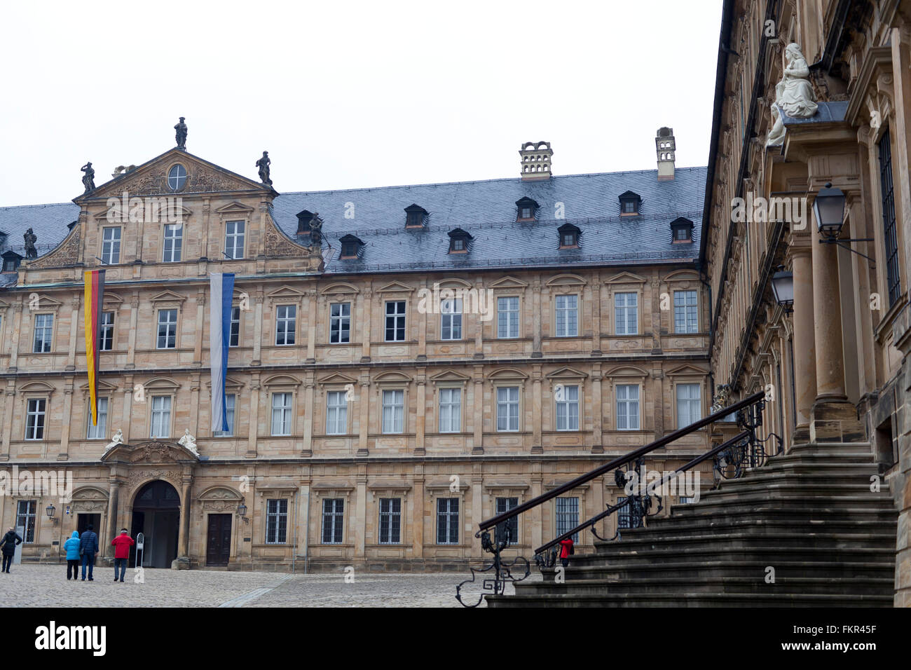 Bamberg, square, facade of the building with windows Stock Photo - Alamy