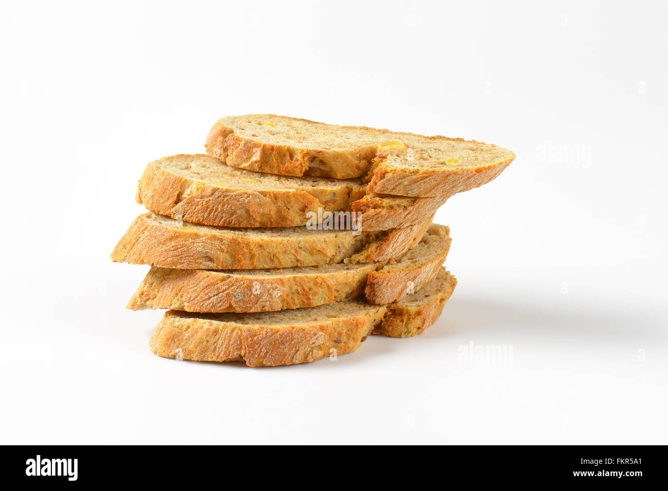 stack of bread slices on white background Stock Photo - Alamy