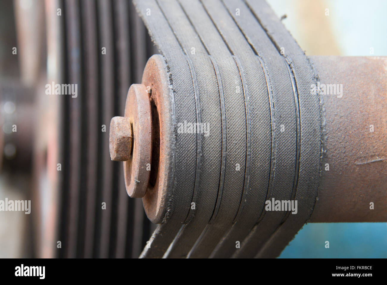 the old rusty pulley belt, close up Stock Photo - Alamy
