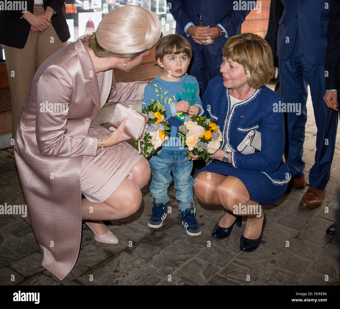 Antwerp, Belgium. 9th Mar, 2016. Queen Mathilde and Daniela Schadt ...