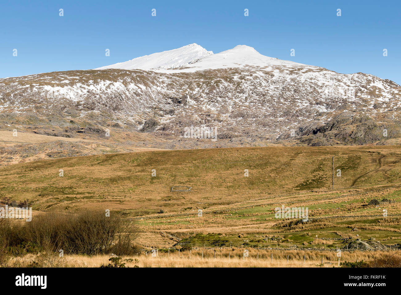 Yr Wyddfa or Snowdon mountain with Bwlch Main to the right Stock Photo ...