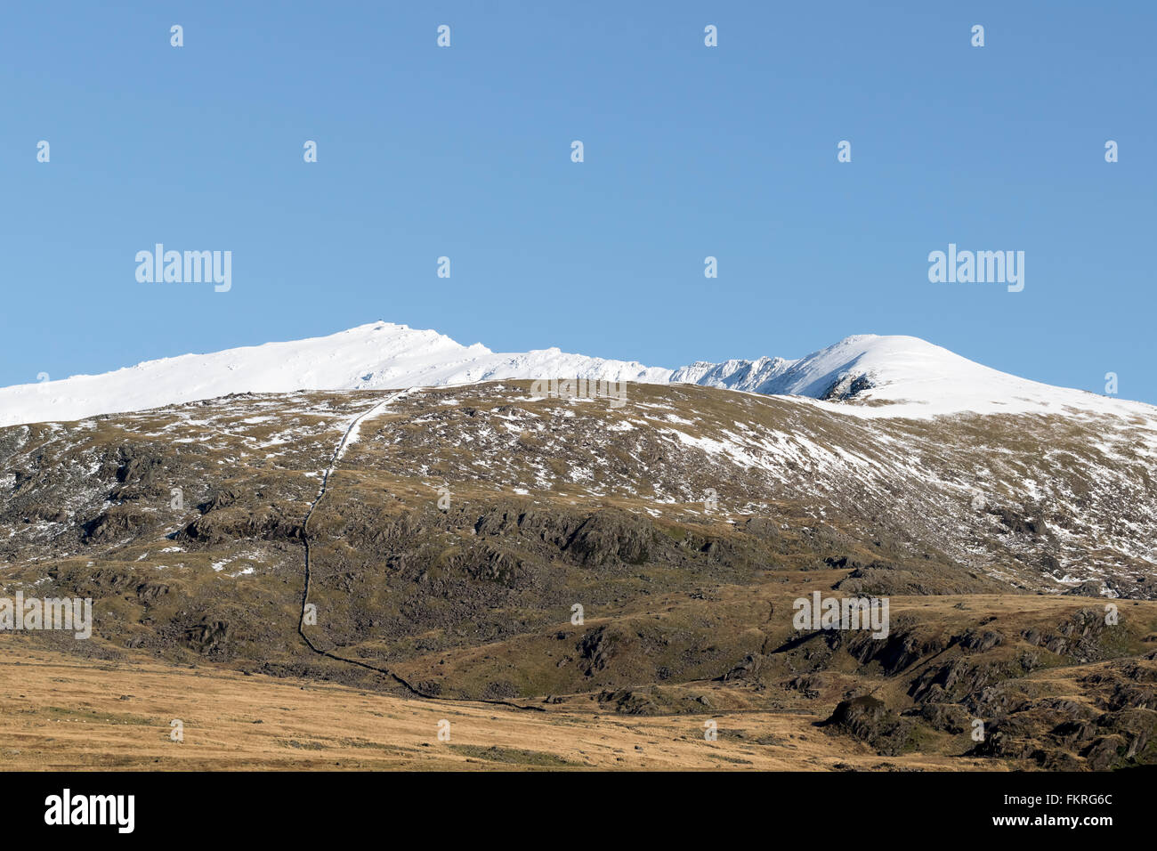 Yr Wyddfa or Snowdon mountain with Bwlch Main to the right Stock Photo ...