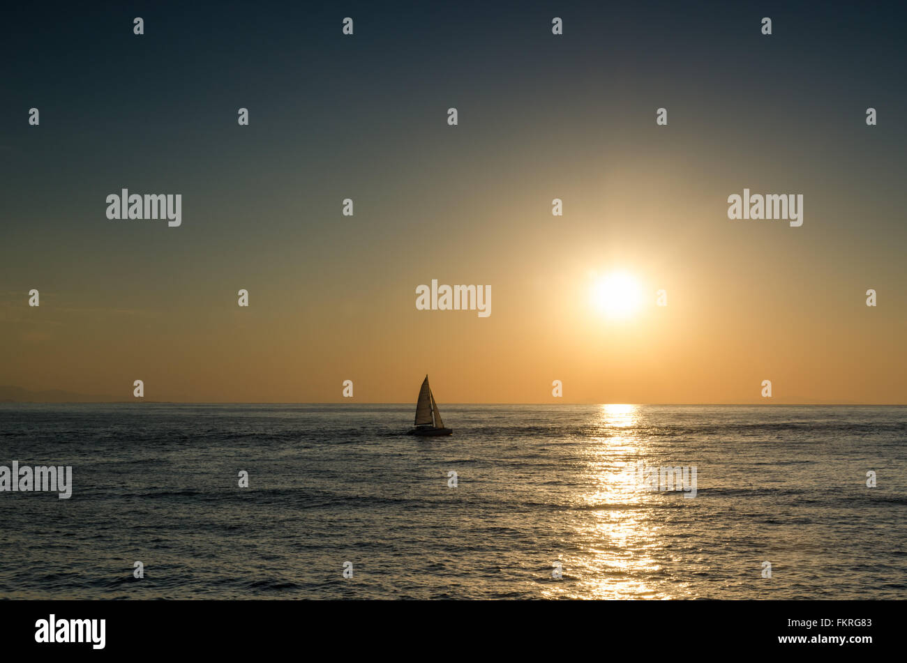 Sailboat ocean sunset water dawn summer hi-res stock photography and ...