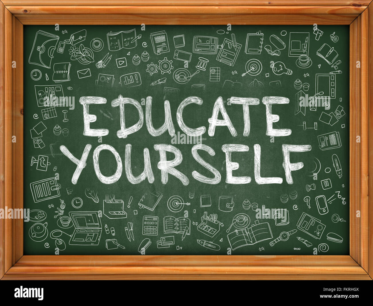 Educate Yourself - Hand Drawn on Green Chalkboard Stock Photo - Alamy