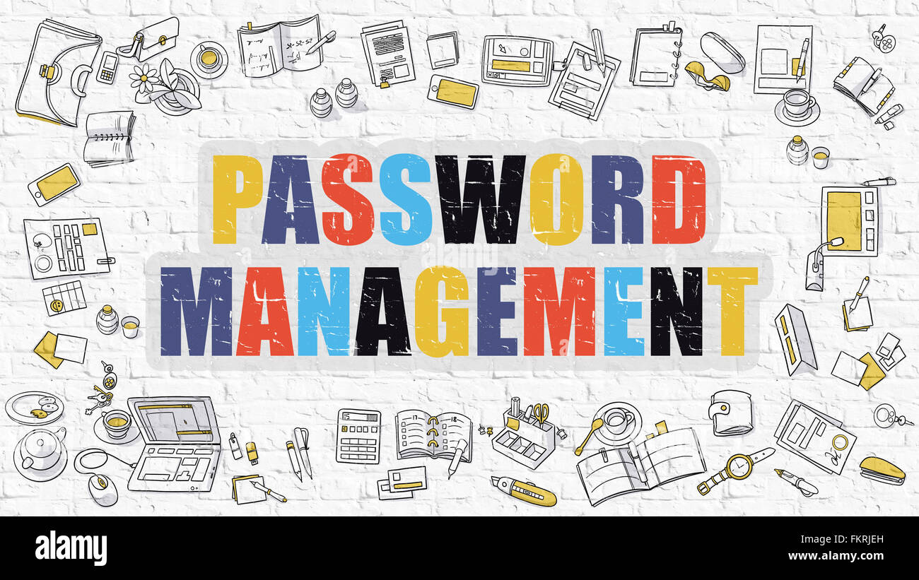 Password Management Concept with Doodle Design Icons Stock Photo - Alamy